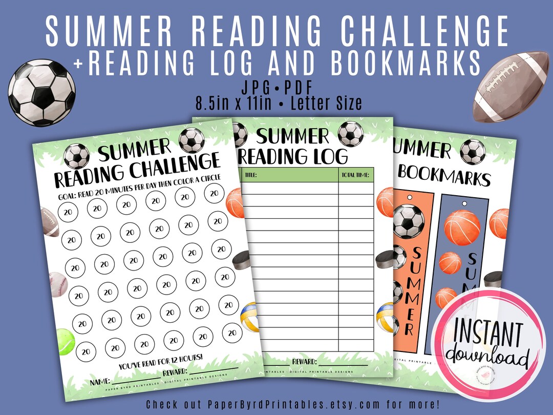 Sports Theme, Summer Reading Challenge, Summer Reading Log, Kids ...