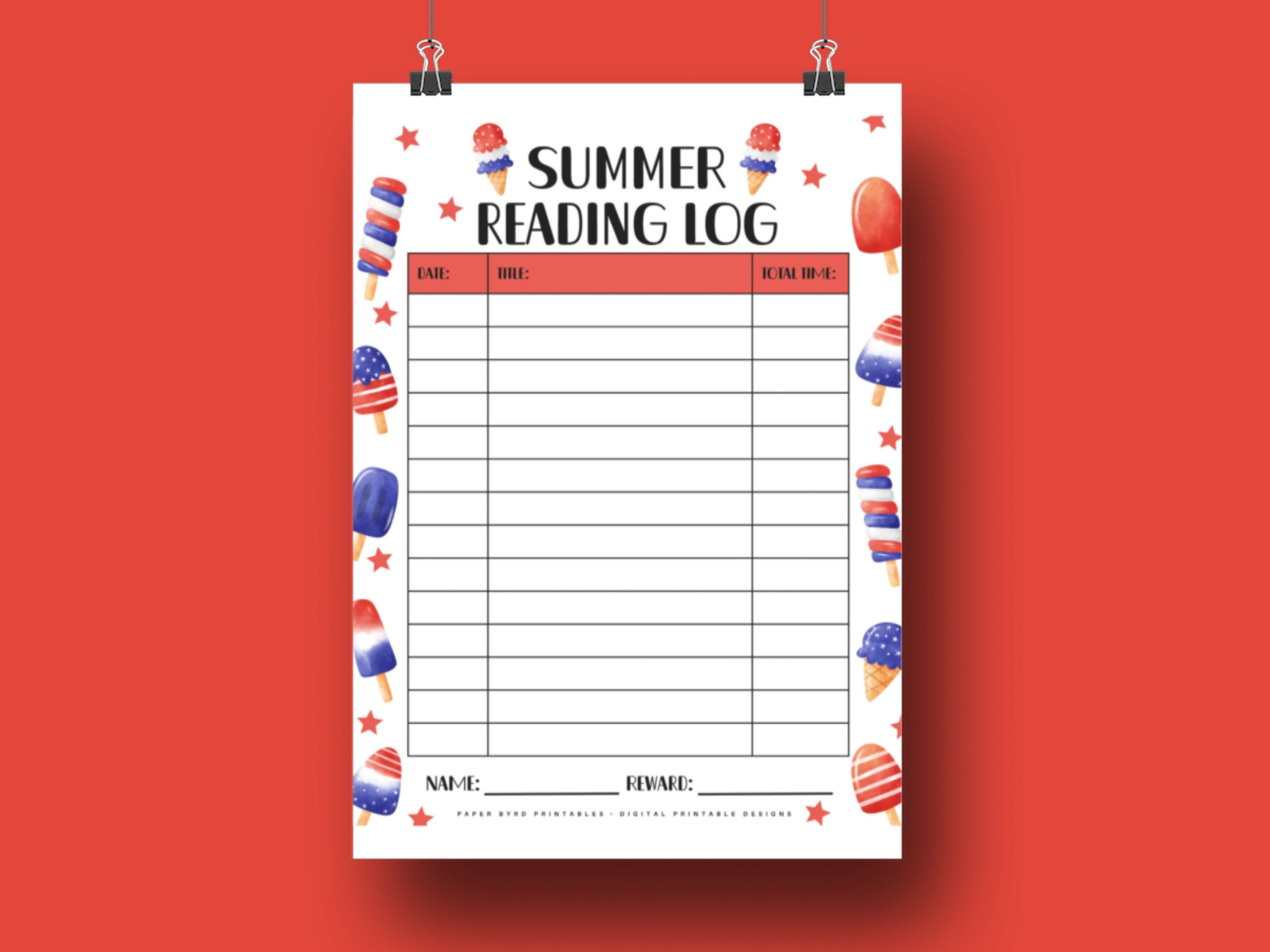 Patriotic, Summer Reading Challenge, Summer Reading Log, Kids Reading ...