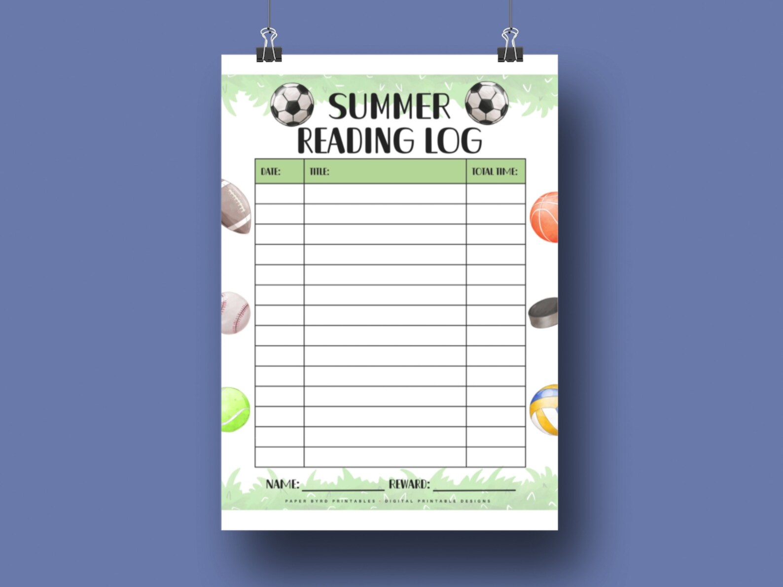 Sports Theme, Summer Reading Challenge, Summer Reading Log, Kids ...