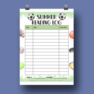 Sports Theme, Summer Reading Challenge, Summer Reading Log, Kids ...