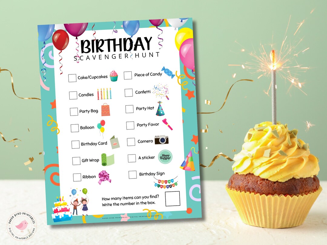 Birthday Scavenger Hunt, Scavenger Hunt, Pizza Party Game, Instant ...