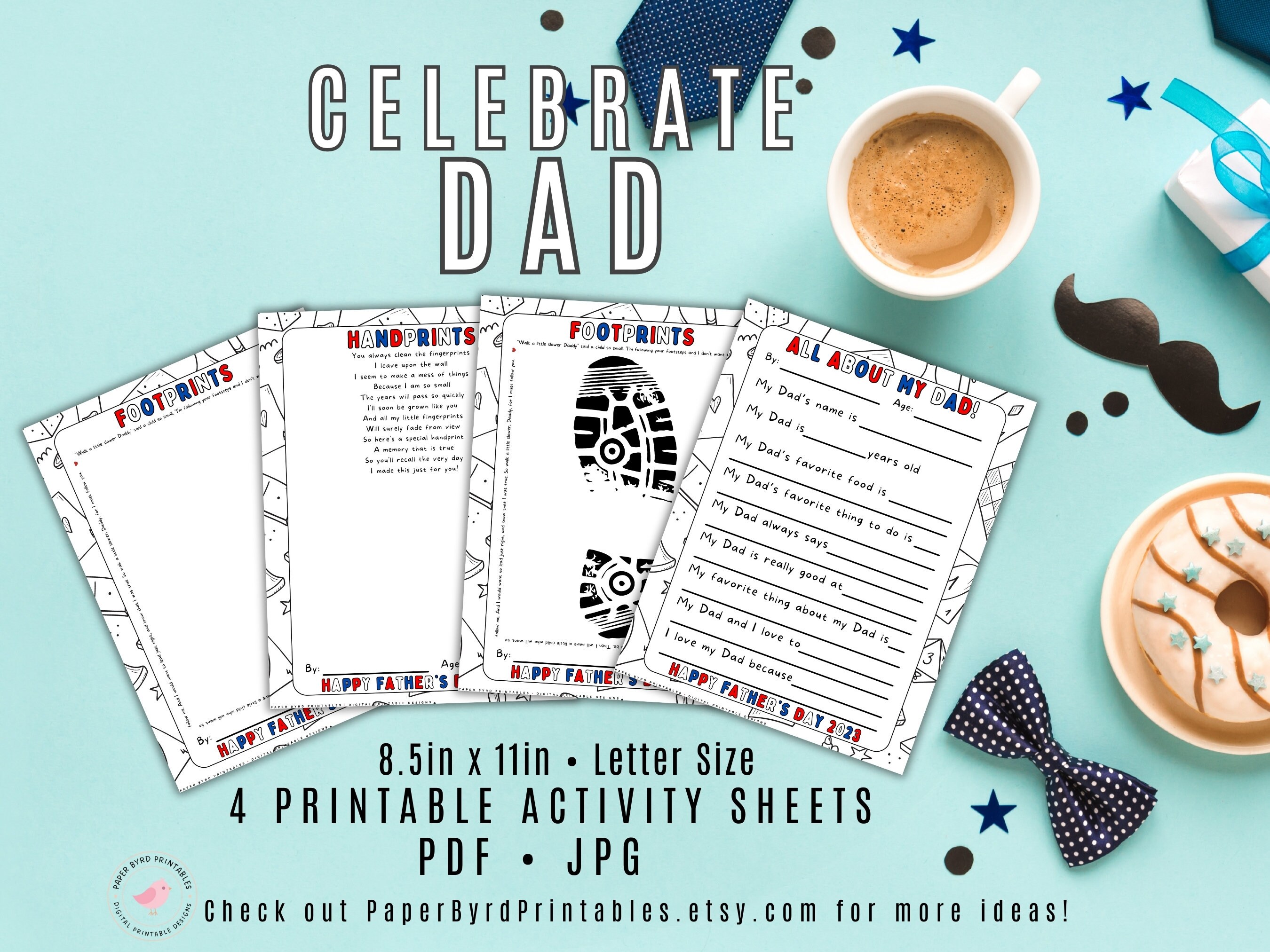 Father's Day Patriotic Craft Activity, DIY Gift for Dad, Handprint Art ...