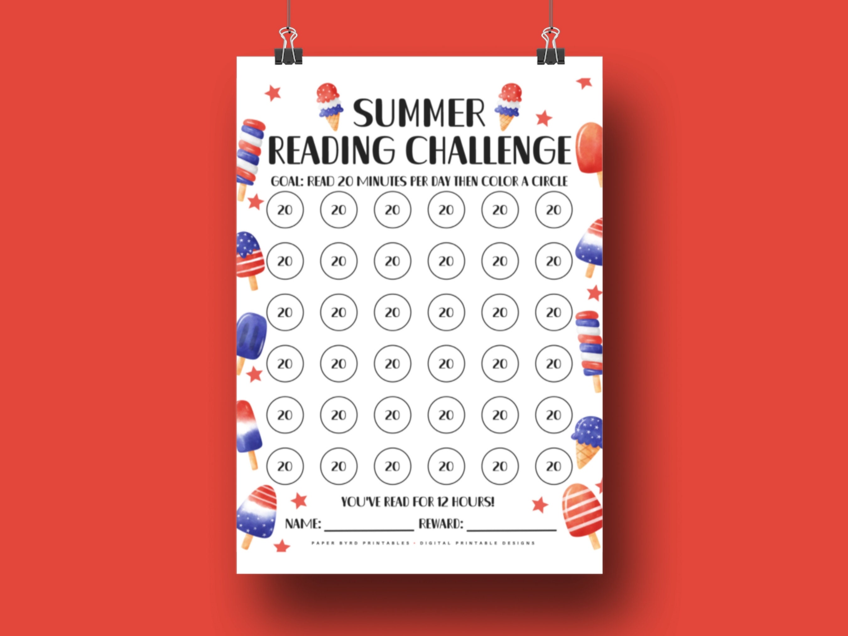Patriotic, Summer Reading Challenge, Summer Reading Log, Kids Reading ...