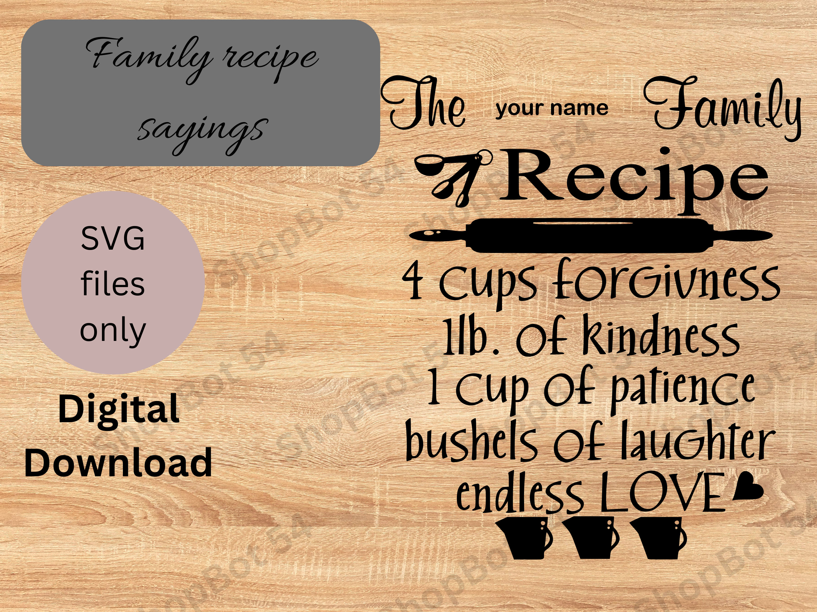 Family Recipe Cutting Board Sayings. Eight SVG, Xtool XCS, and ...