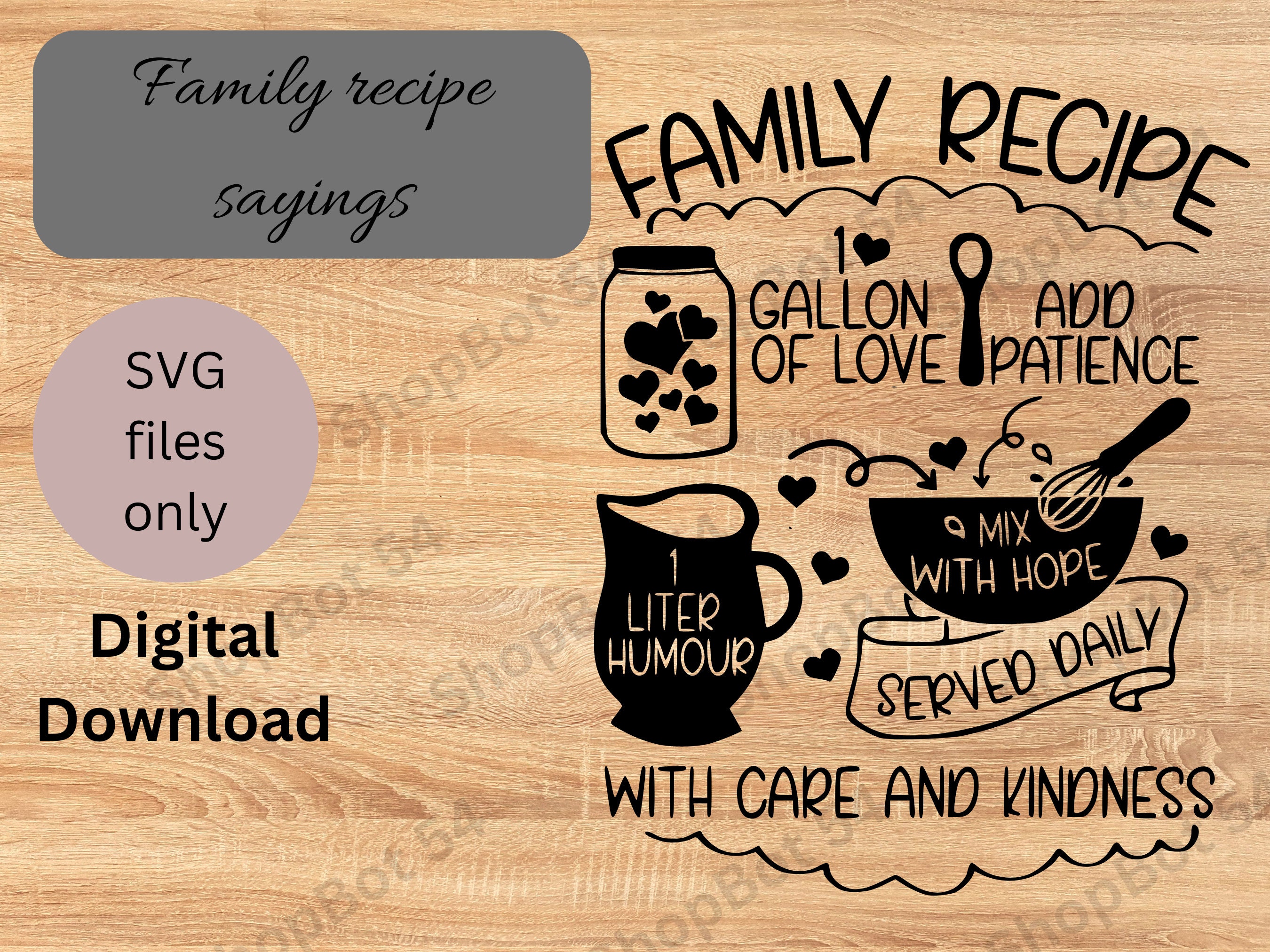 Family Recipe Cutting Board Sayings. Eight SVG, Xtool XCS, and ...