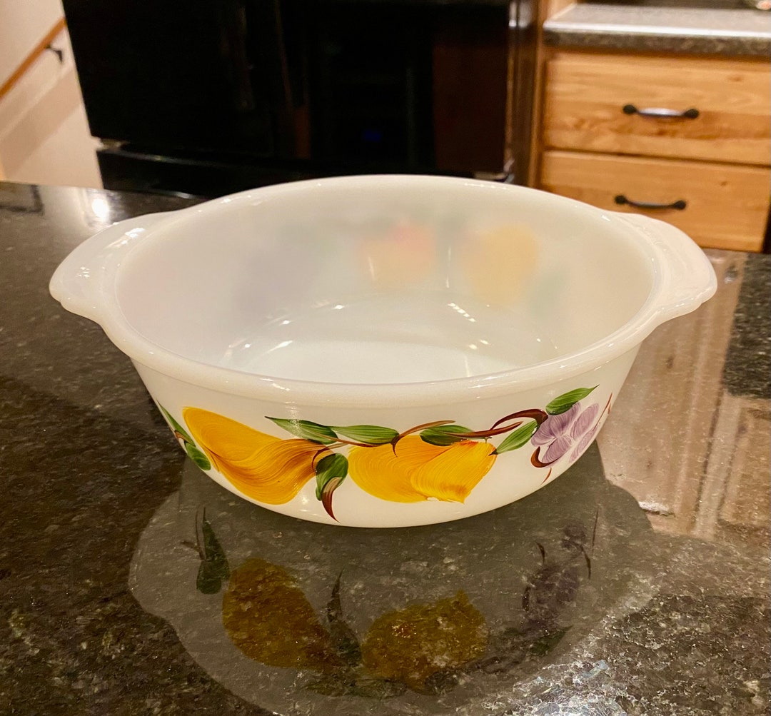 Fire King Gay Fad Fruit Hand Painted Casserole - Etsy