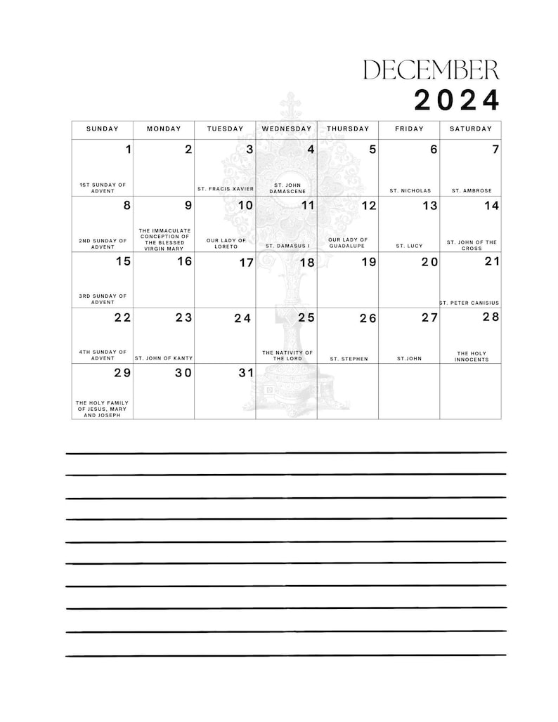 Liturgical Calendar Vertical 2025 PDF Download December 2024-december ...