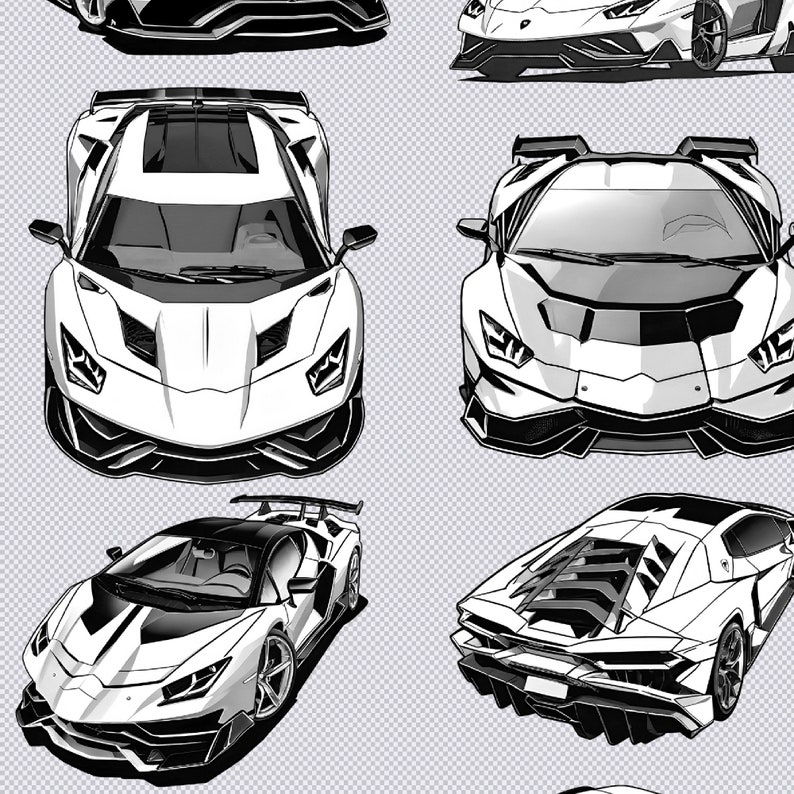 Lamborghini Centenario PNG Set of 8 Retro Minimalist Vintage Car ...