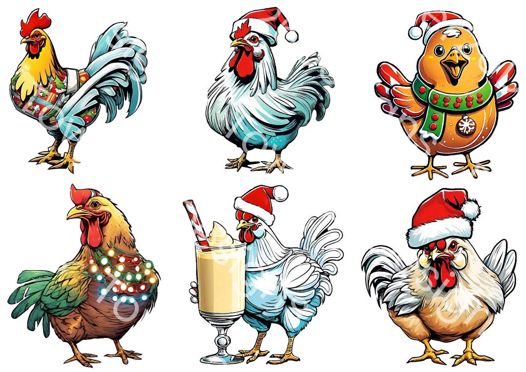 Сute Christmas Chickens PNG Christmas Farm Funny Christmas - Etsy
