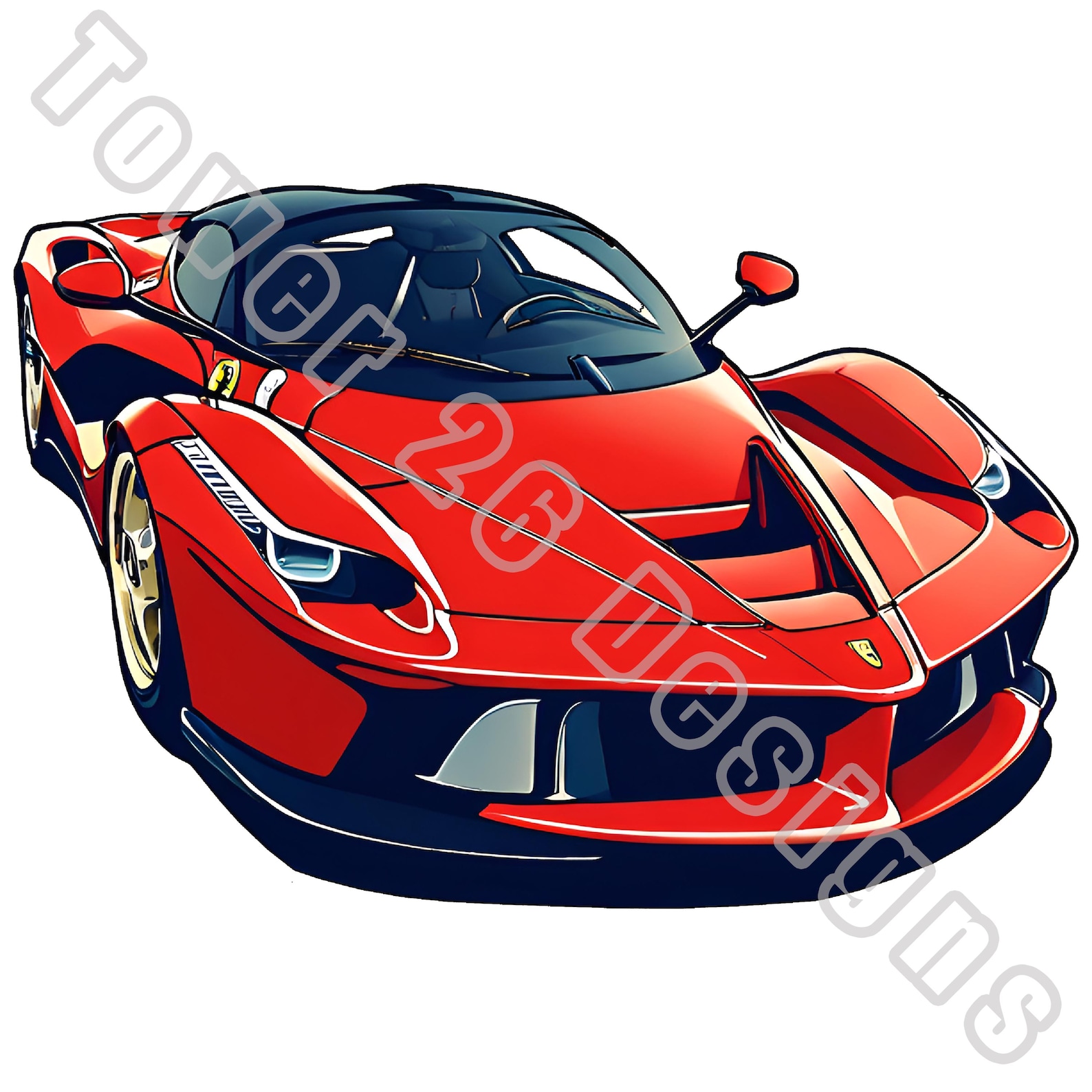 Ferrari Laferrari PNG Set of 8 Color Retro Minimalist Vintage Car ...