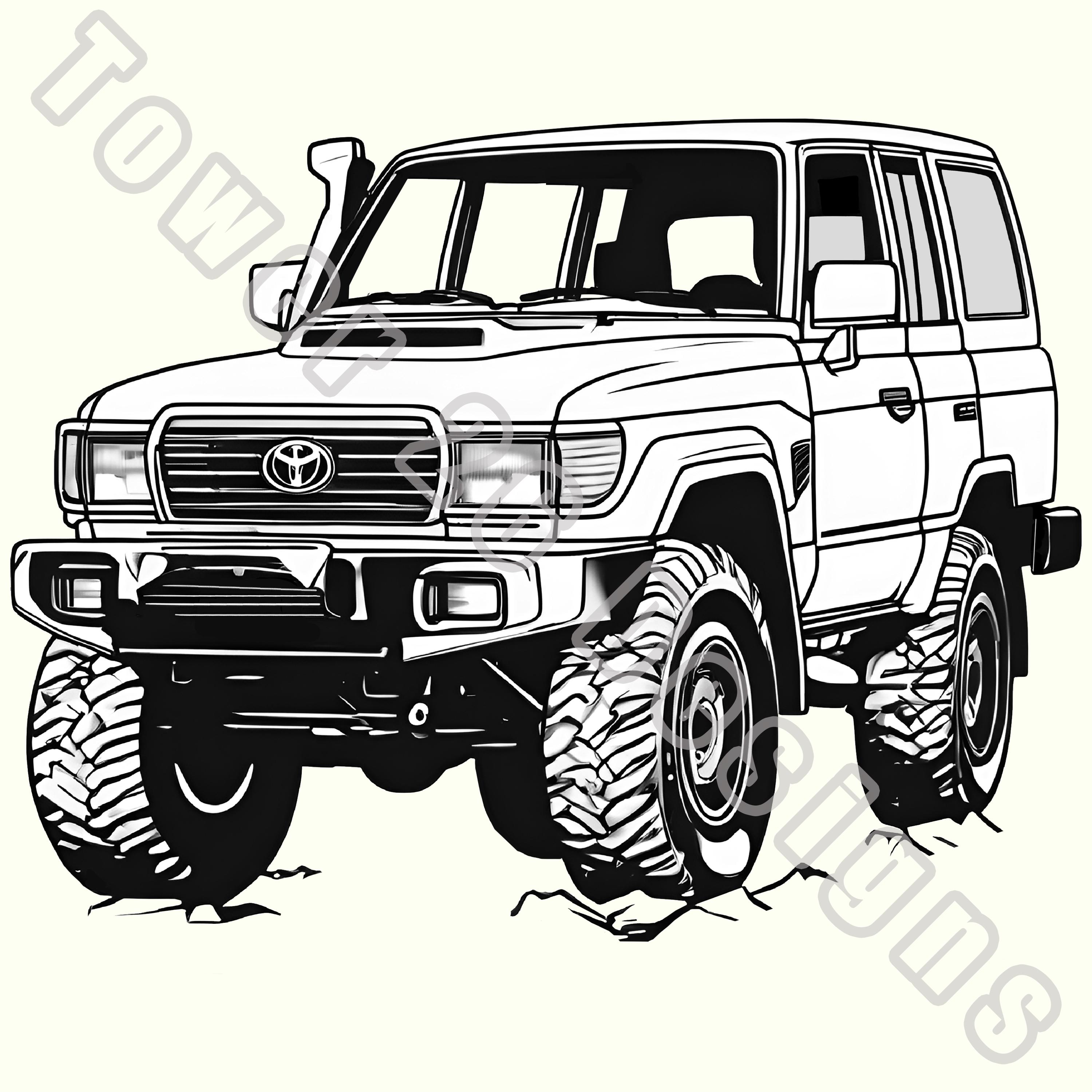 Toyota Land Cruiser FJ40 FJ60 FJ80 PNG Conjunto de 8 Ilustrações de ...