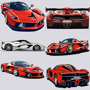 Ferrari Laferrari PNG Set of 8 Color Retro Minimalist Vintage Car ...