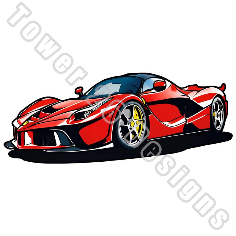 Ferrari Laferrari PNG Set of 8 Color Retro Minimalist Vintage Car ...