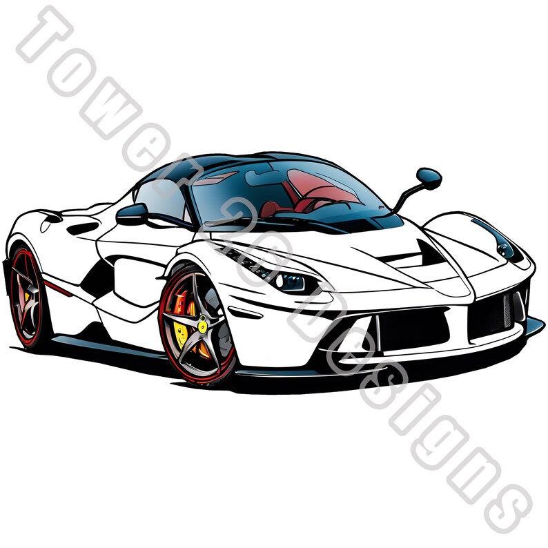 Ferrari Laferrari PNG Set of 8 Color Retro Minimalist Vintage Car ...