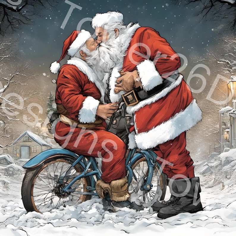 Gay LGBTQ Santa Claus Father Christmas Kissing Digital File - Etsy Australia