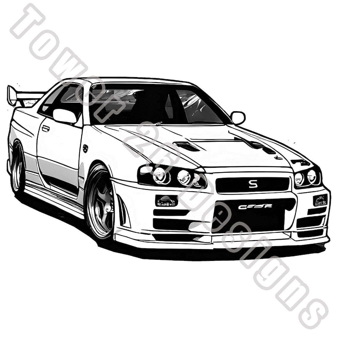 Nissan Skyline GT-R R34 Digital Art Minimalist Retro Vintage Car ...