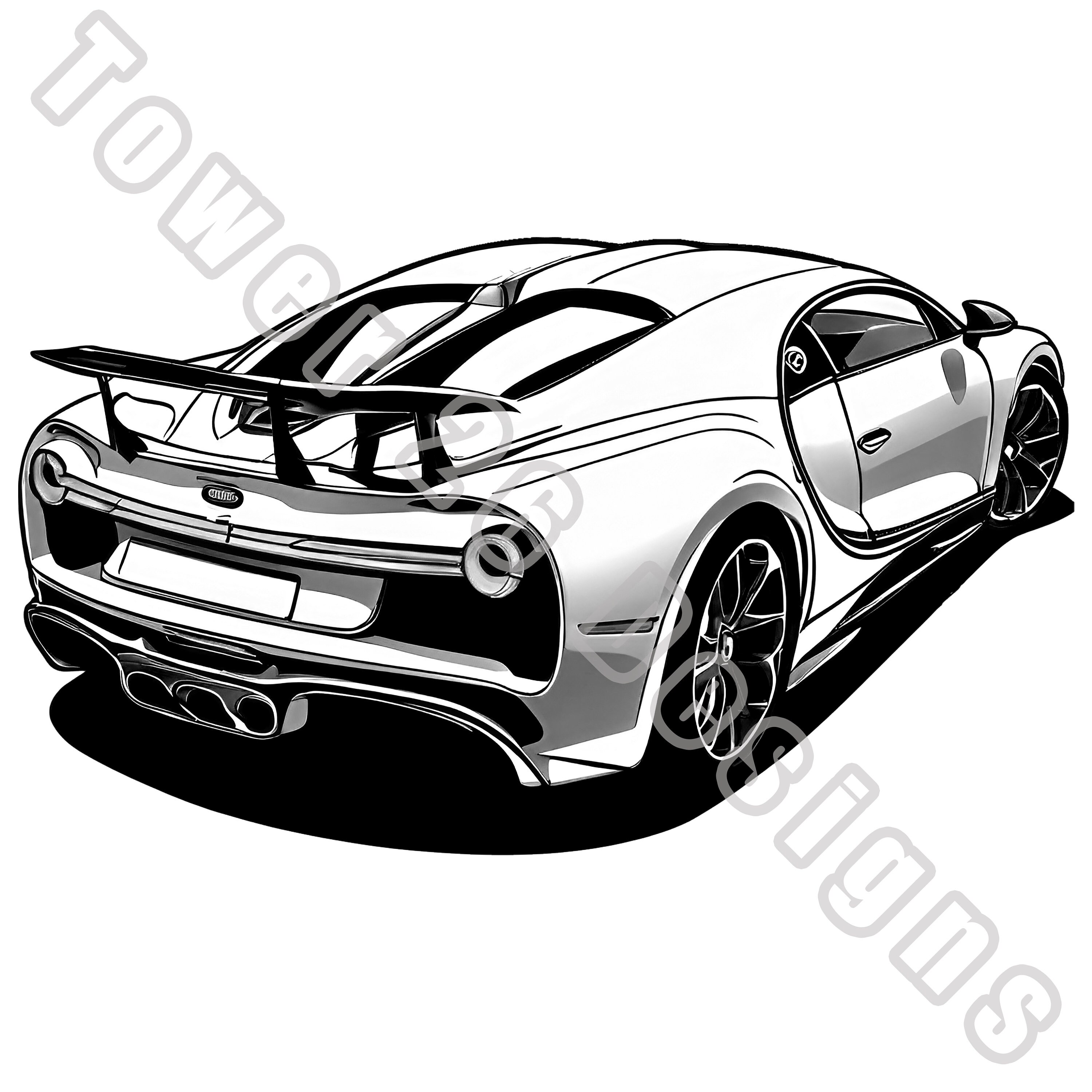 Bugatti Chiron Digital Art Minimalist Retro Vintage Car Illustrations ...