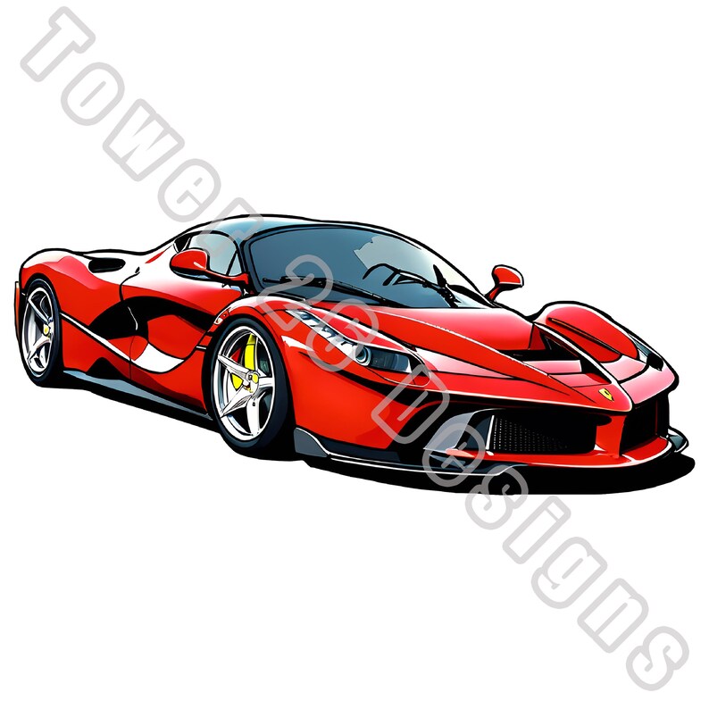 Ferrari Laferrari PNG Set of 8 Color Retro Minimalist Vintage Car ...