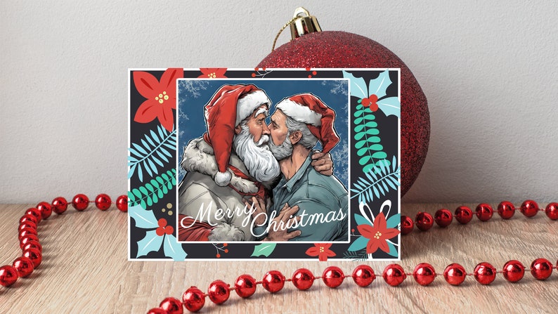 Gay Christmas Card LGBTQ Santa Claus Father Christmas - Etsy