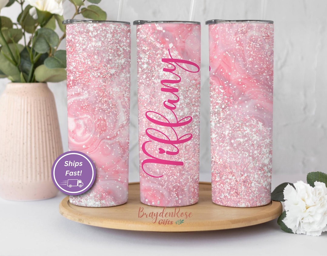 Personalized Glitter Tumbler Custom-pink Glitter Tumbler Personalized ...