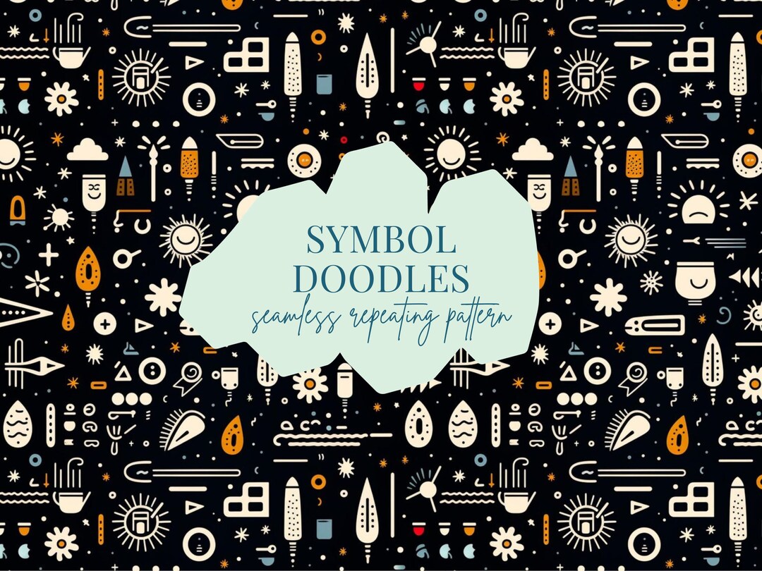 Symbol Doodles Seamless Pattern Commercial Use Digital Paper - Etsy