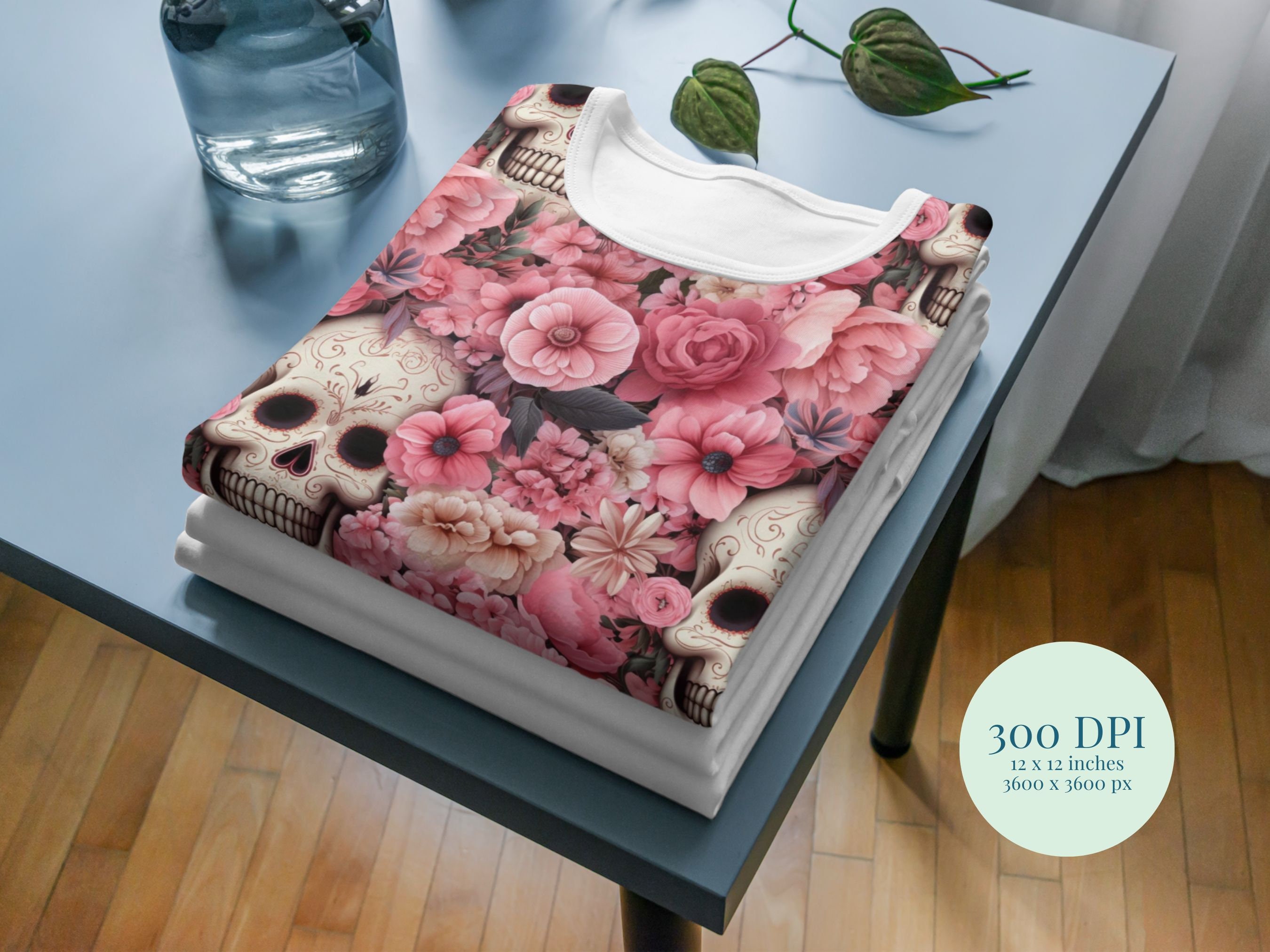 Pink Floral Skull Seamless Pattern Instant Download - Etsy