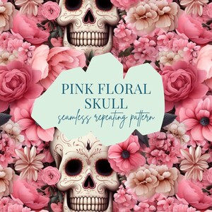 Pink Floral Skull Seamless Pattern Instant Download - Etsy