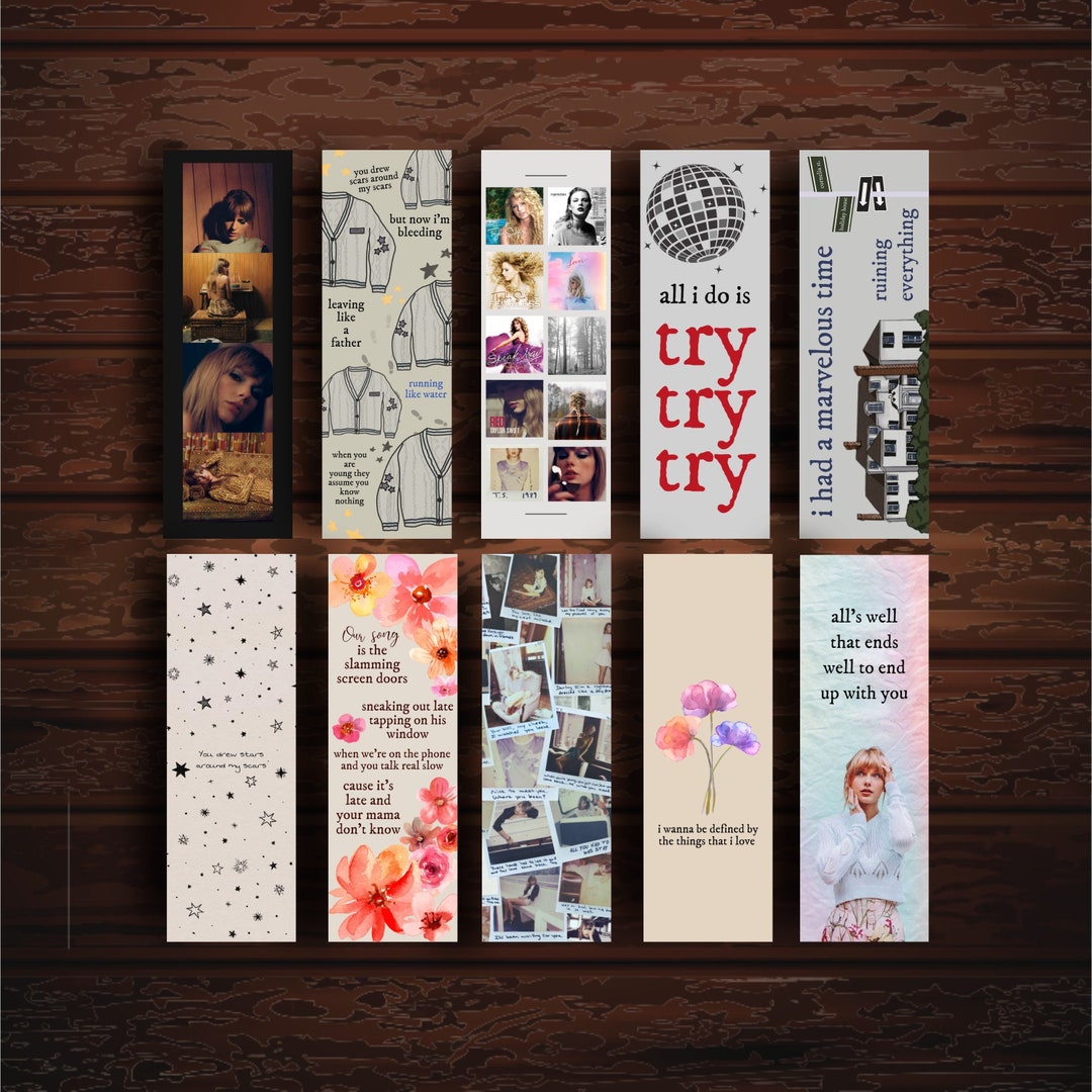 10 Digital Taylor Swift Themed Bookmarks High-quality Images Digital ...