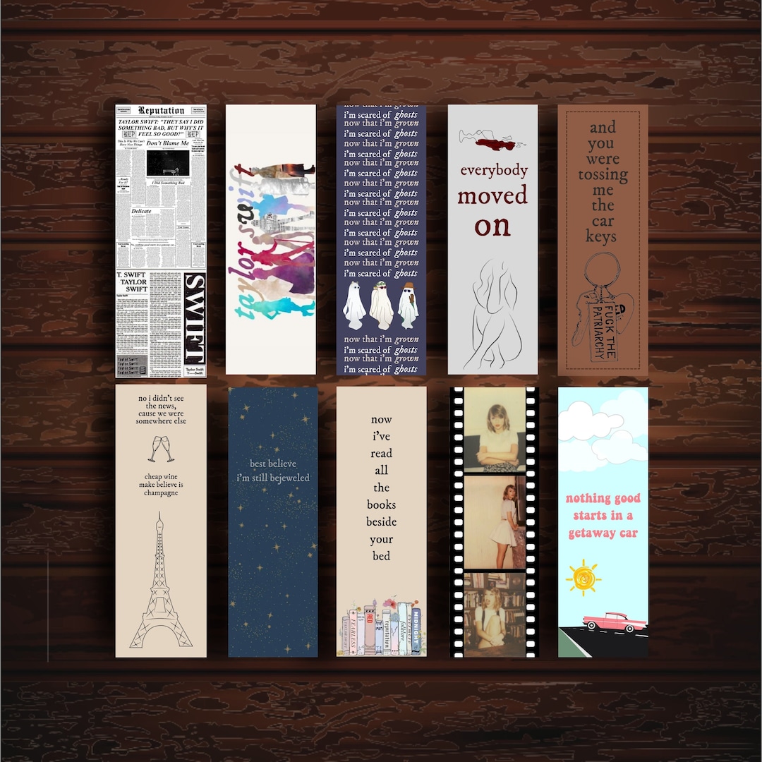 10 Digital Taylor Swift Themed Bookmarks High-quality Images Digital ...