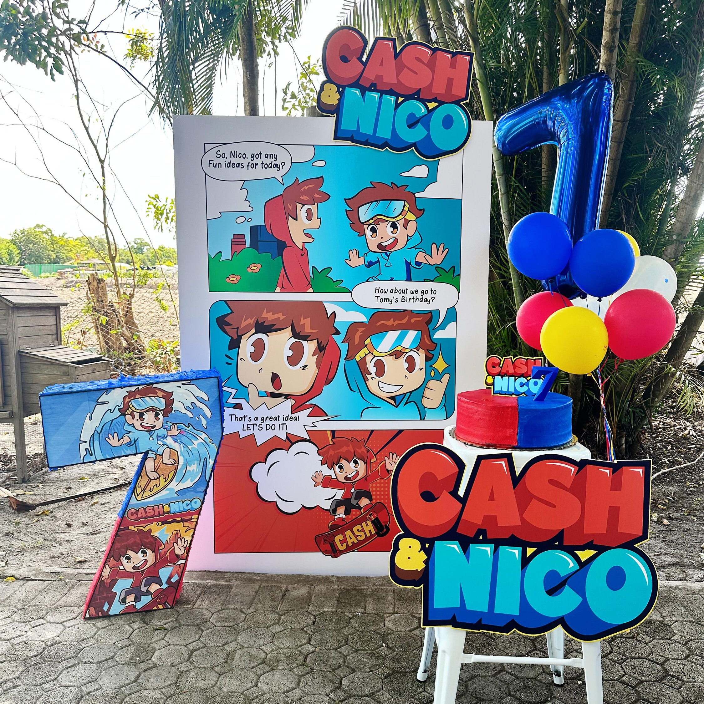 Party Backdrop Cash & Nico Birthday Party Decoration - Etsy