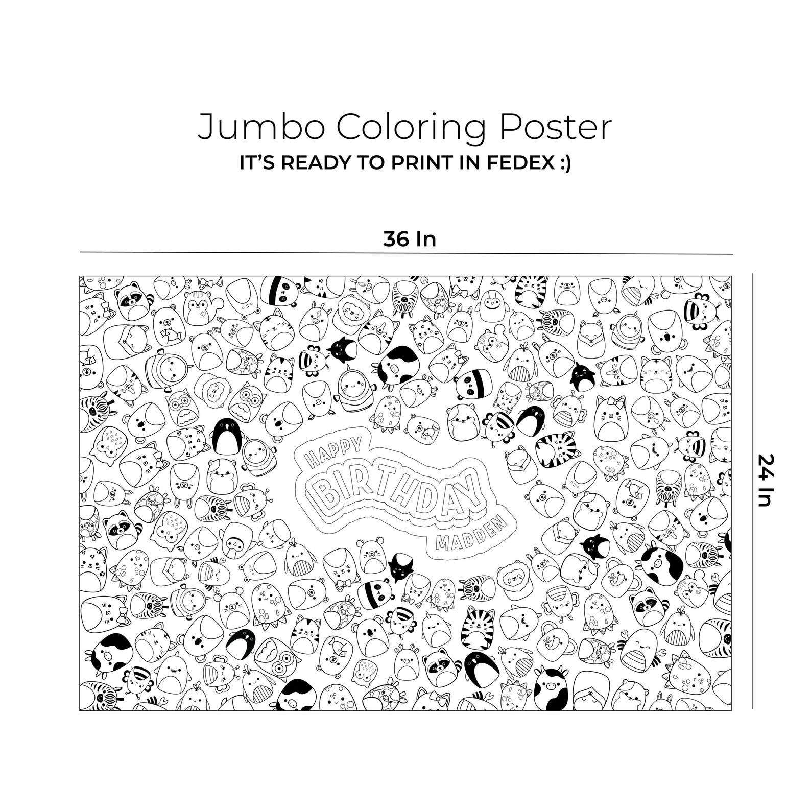 Giant Squishmallow Coloring Poster | Birthday Activity | Digital File ...