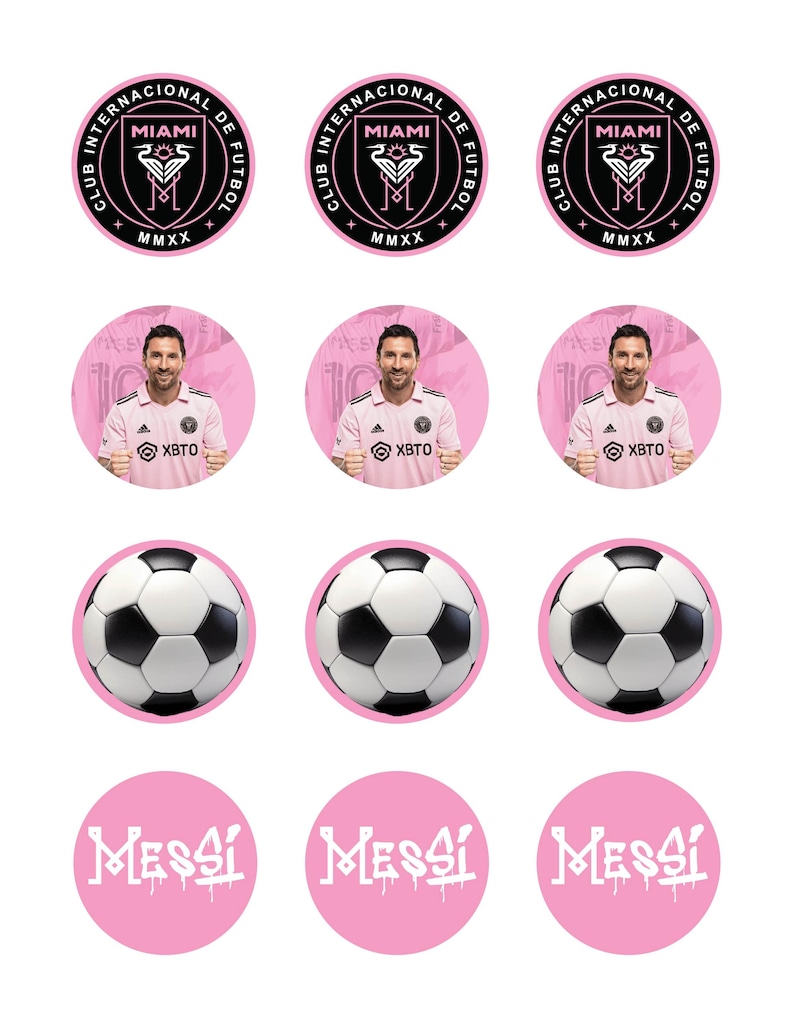 Soccer Miami TOPPERS · [ai, Jpg & Png] | Pink Soccer Toppers and ...