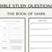 Bible Study of Mark, Bible Study Questions, Bible Study Printable ...