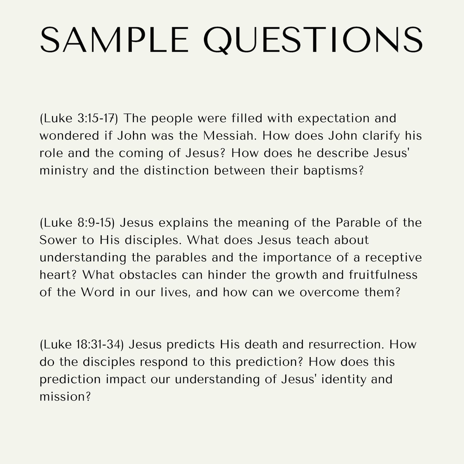 Bible Study of Luke, Bible Study Questions, Bible Study Printable ...