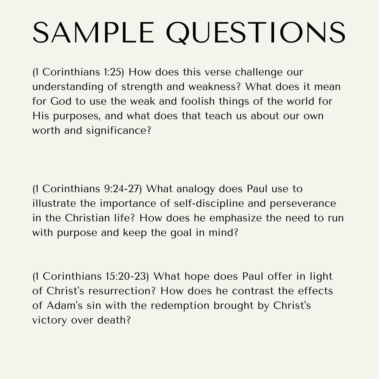 Bible Study of 1 Corinthians, Bible Study Questions, Bible Study ...