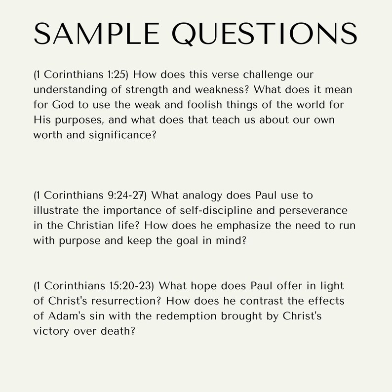Bible Study of 1 Corinthians, Bible Study Questions, Bible Study ...