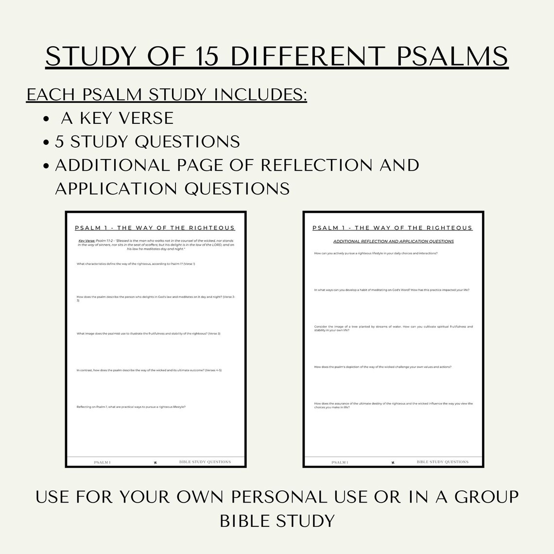 Bible Study of Psalms, Bible Study Questions, Bible Study Printable ...