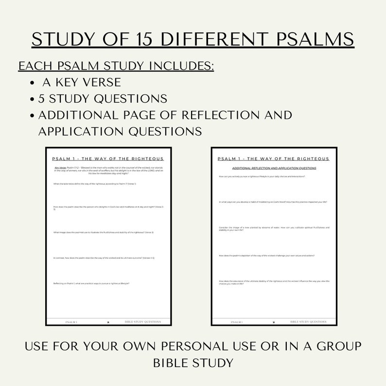 Bible Study of Psalms, Bible Study Questions, Bible Study Printable ...