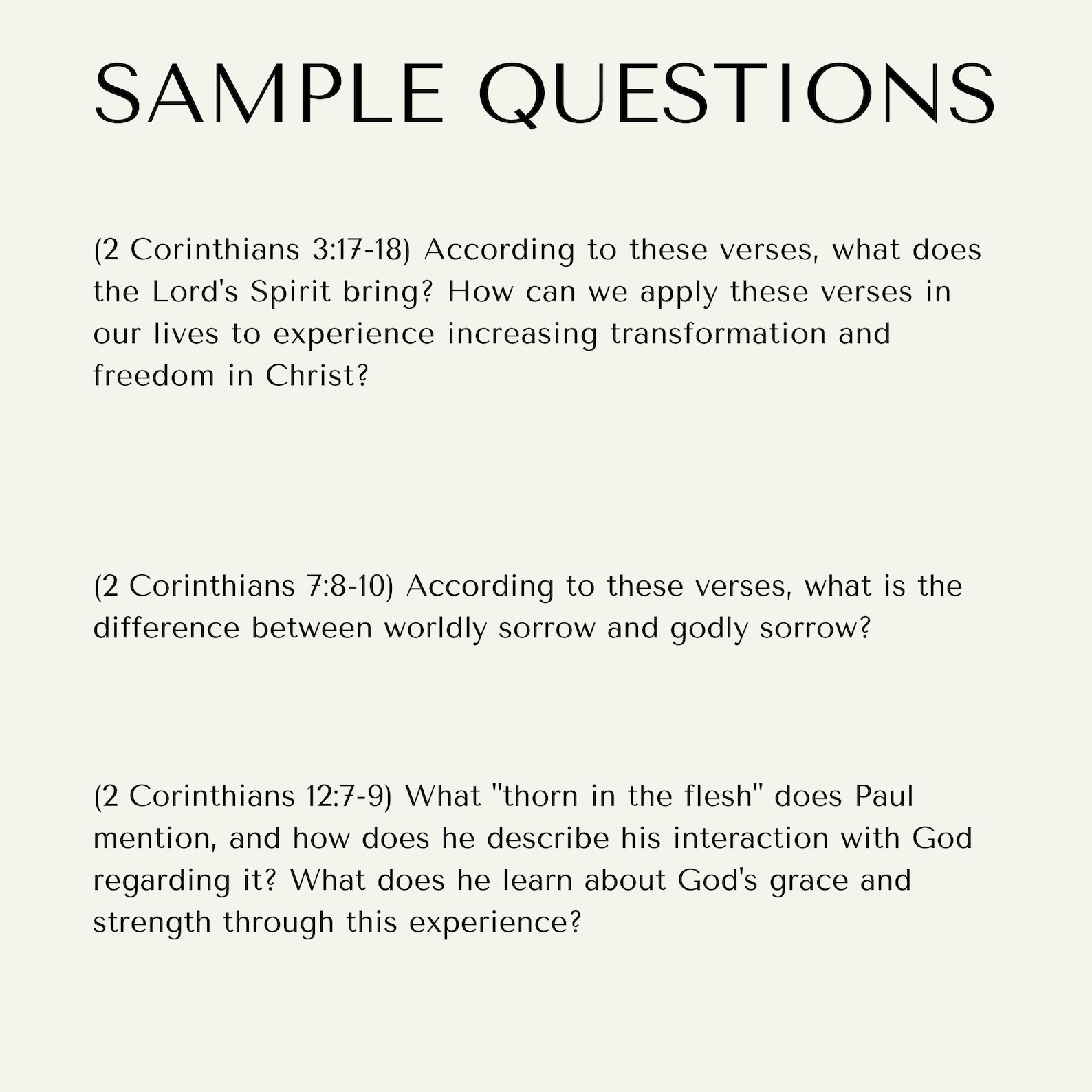 Bible Study of 2 Corinthians, Bible Study Questions, Bible Study ...