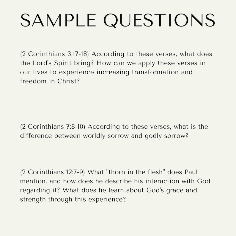 Bible Study of 2 Corinthians, Bible Study Questions, Bible Study ...