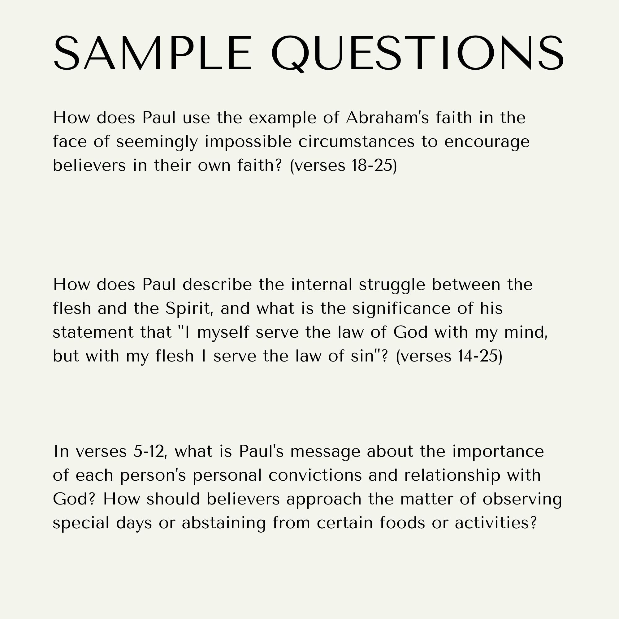 Bible Study of Romans, Bible Study Questions, Bible Study Printable ...
