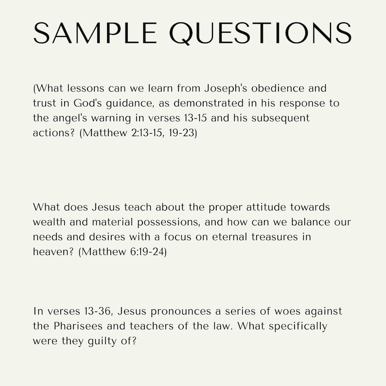 Bible Study of Matthew, Bible Study Questions, Bible Study Printable ...