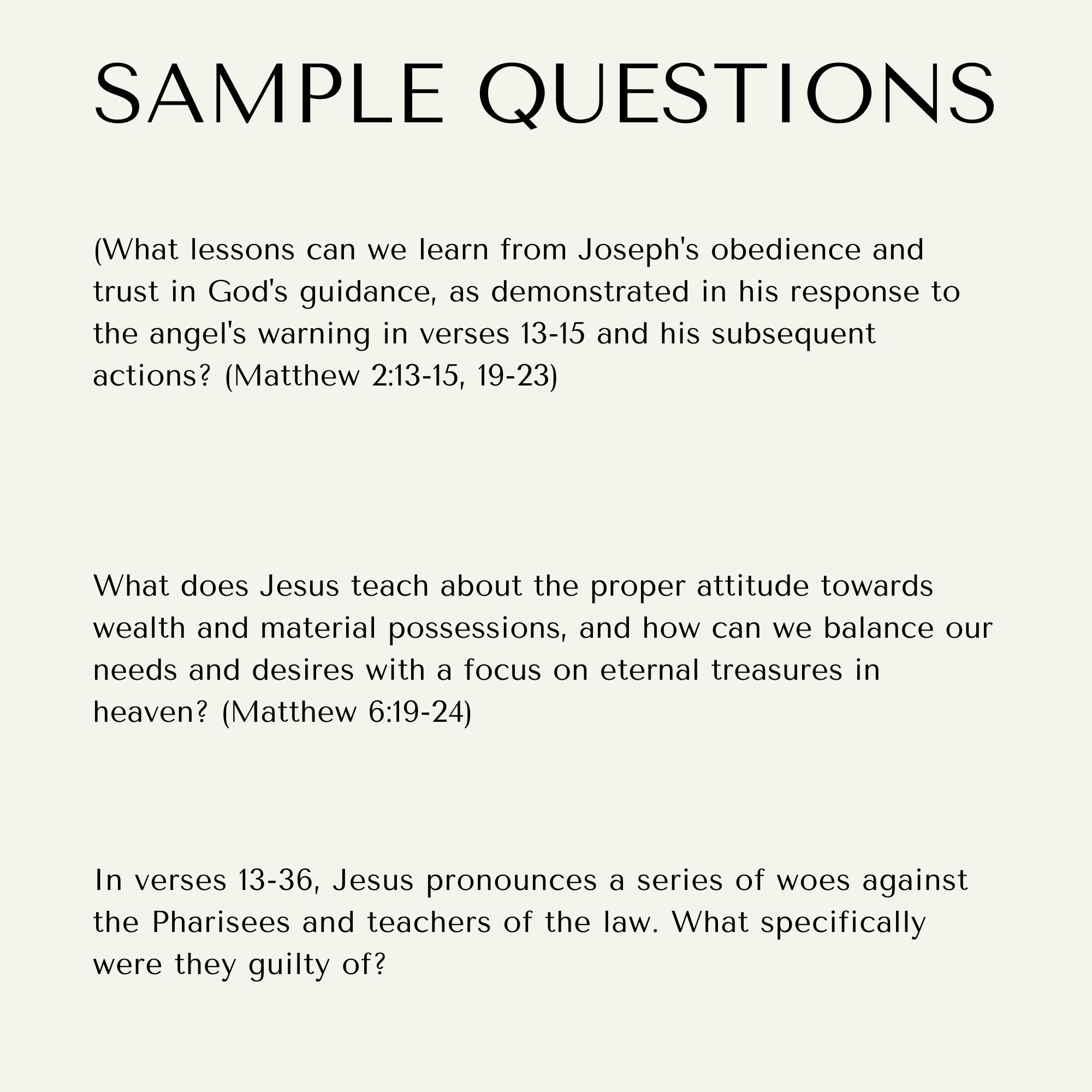 Bible Study of Matthew, Bible Study Questions, Bible Study Printable ...