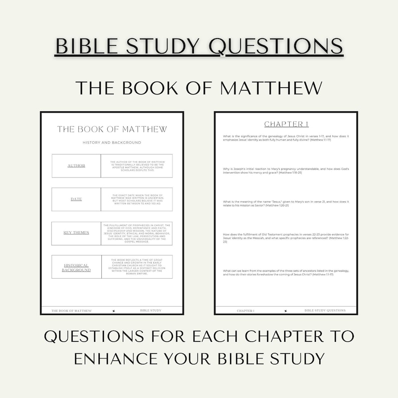 Bible Study of Matthew, Bible Study Questions, Bible Study Printable ...