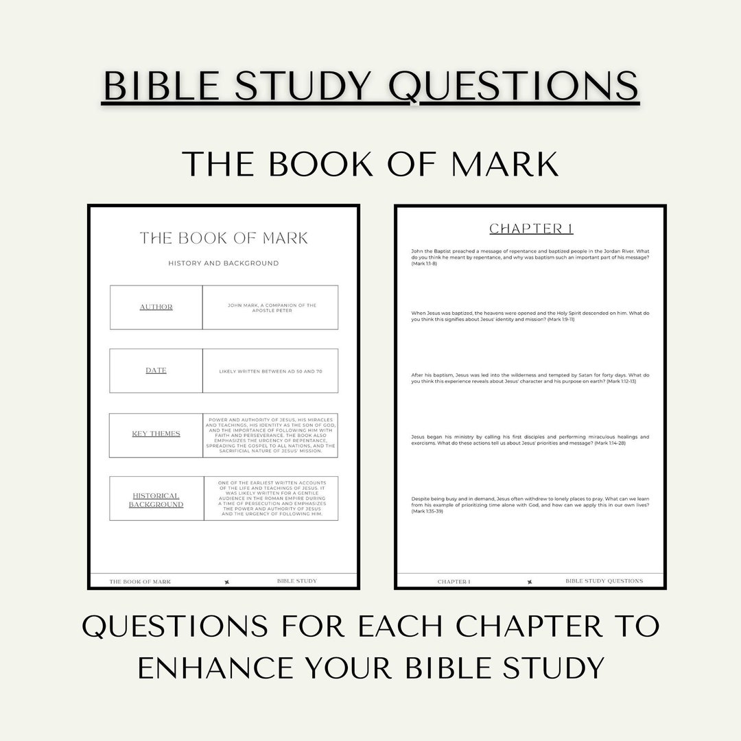 Bible Study of Mark, Bible Study Questions, Bible Study Printable, Bible Study Guide, Bible ...