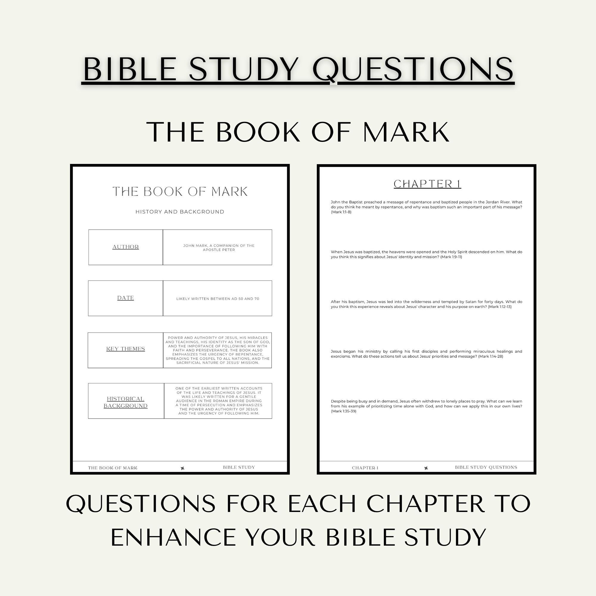 Bible Study of Mark, Bible Study Questions, Bible Study Printable ...
