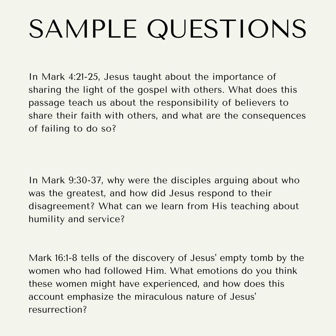 Bible Study of Mark, Bible Study Questions, Bible Study Printable ...