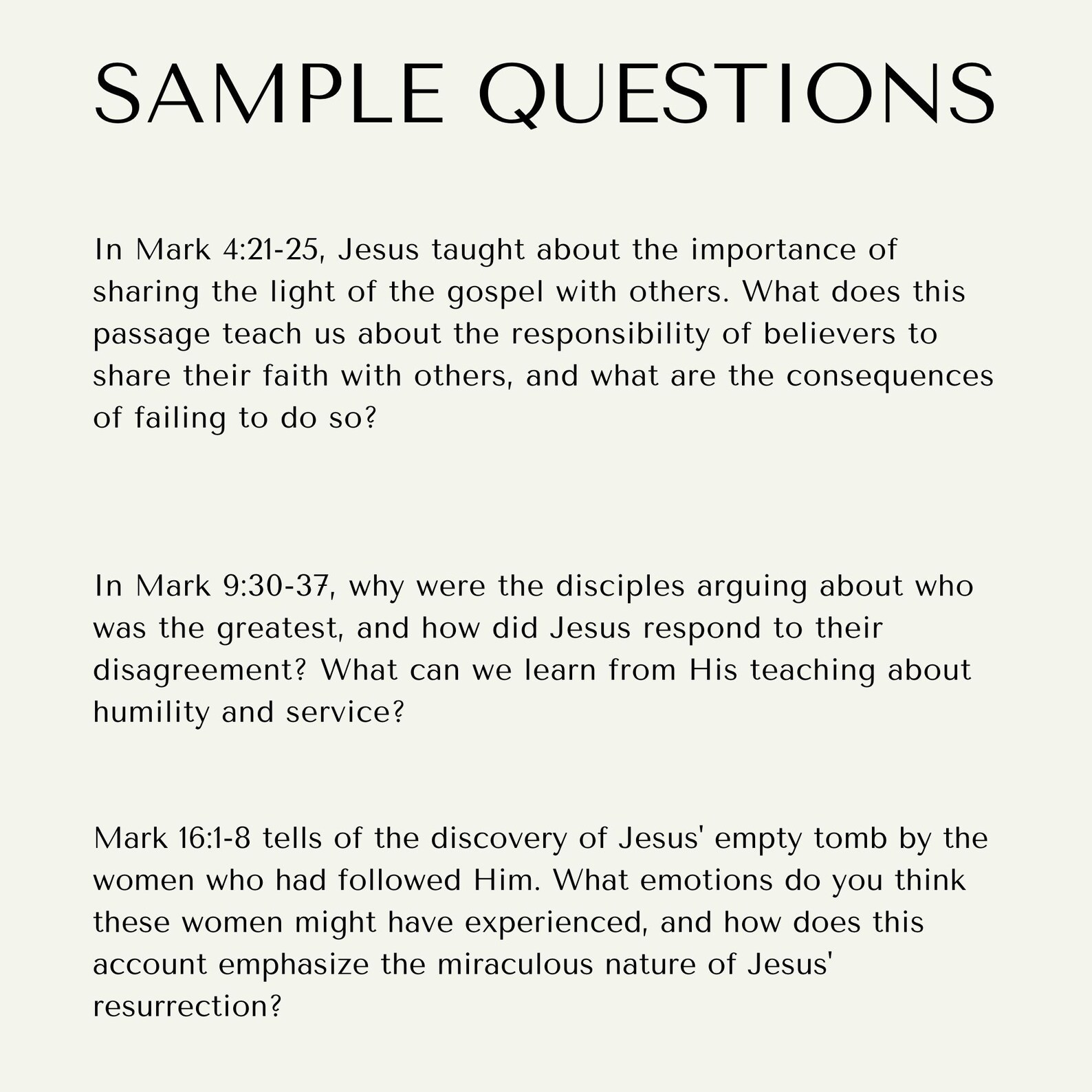 Bible Study of Mark, Bible Study Questions, Bible Study Printable ...