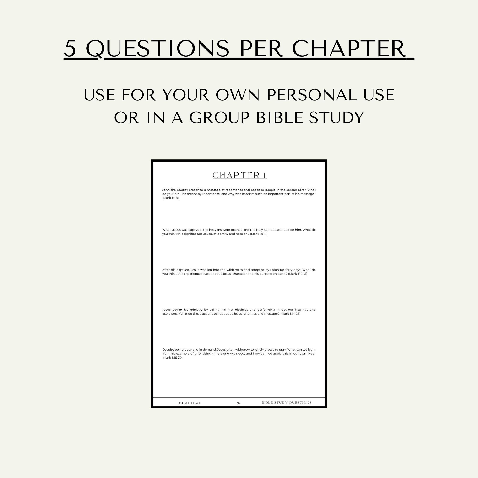 Bible Study of Mark, Bible Study Questions, Bible Study Printable ...