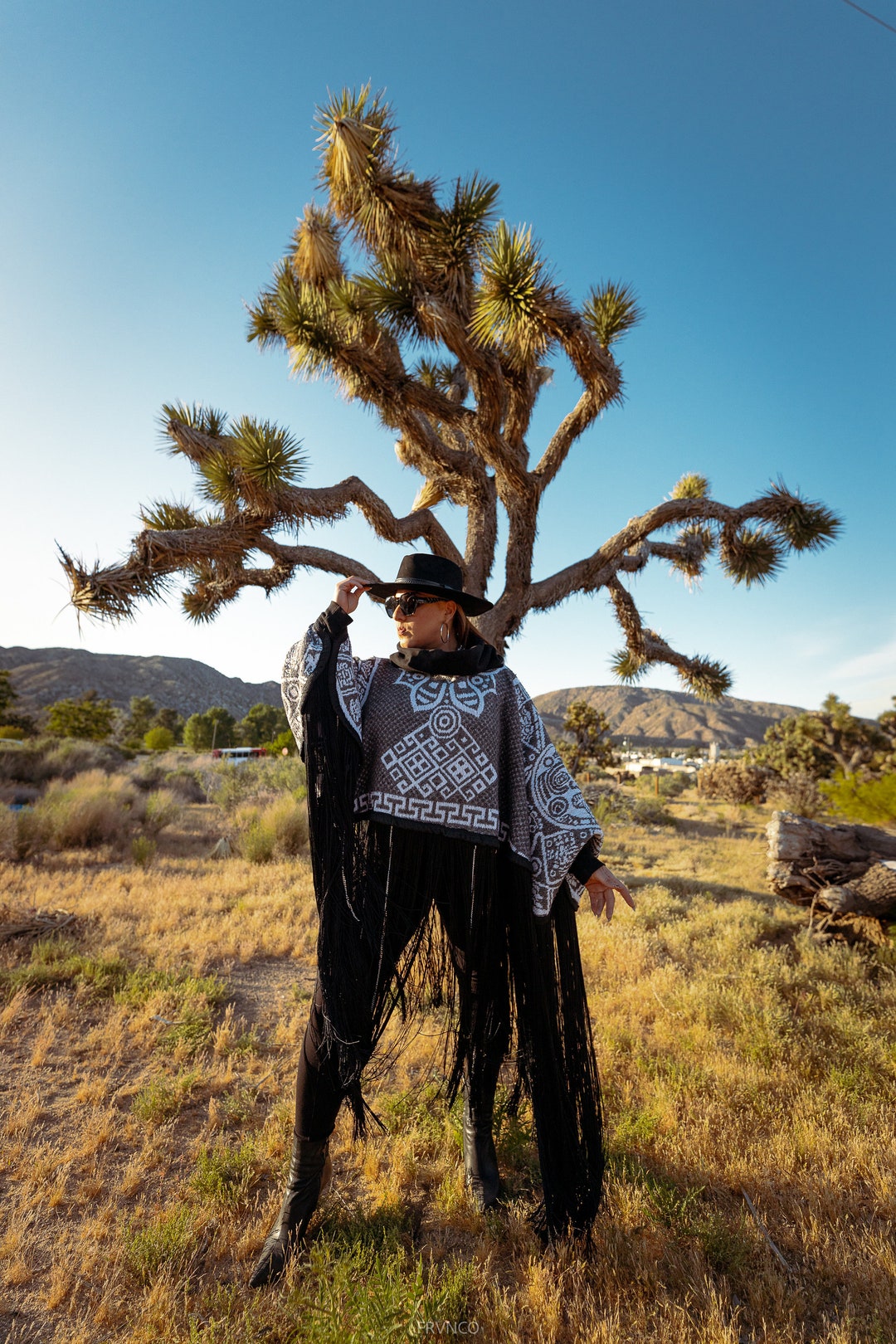 Aztec LUX Poncho Black - Etsy